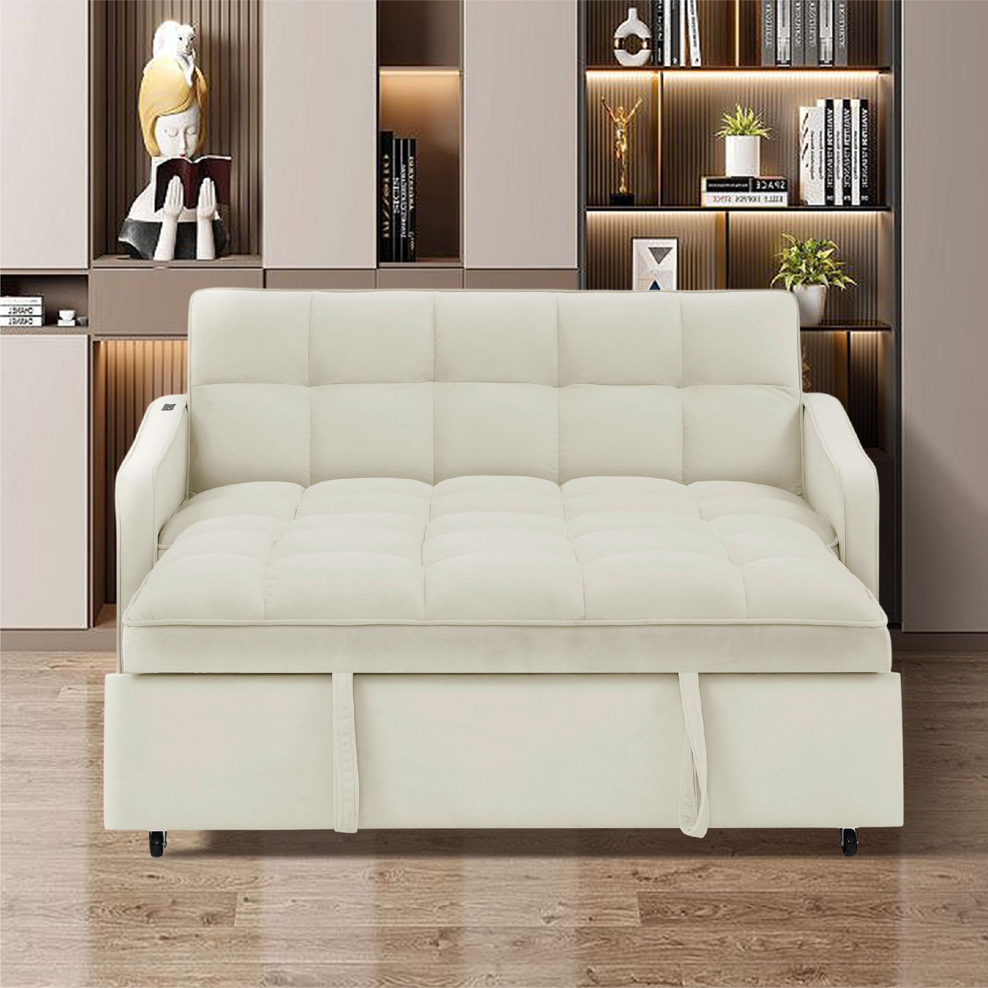 Mercer41 Urso 53'' Velvet Square Arm Sofa Bed | Wayfair