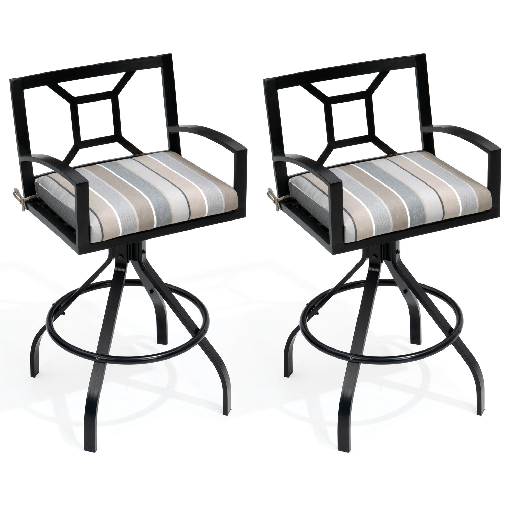 Red Barrel Studio® Patio Swivel Aluminum Bar Stools With Sunbrella ...