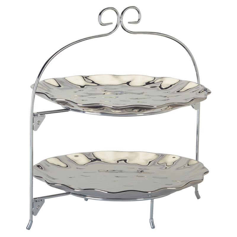 Certified International Silver Coast 2 Tier Rack with 11in Plates | Wayfair