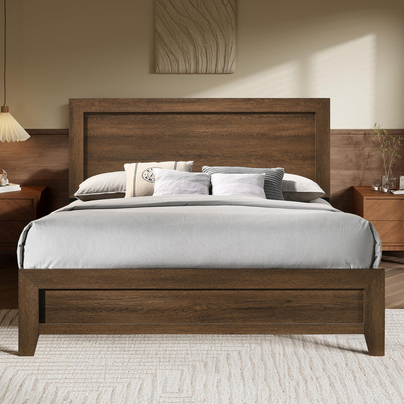 Millwood Pines Esaiah Solid Wood Bed Frame with MDF Headboard and ...