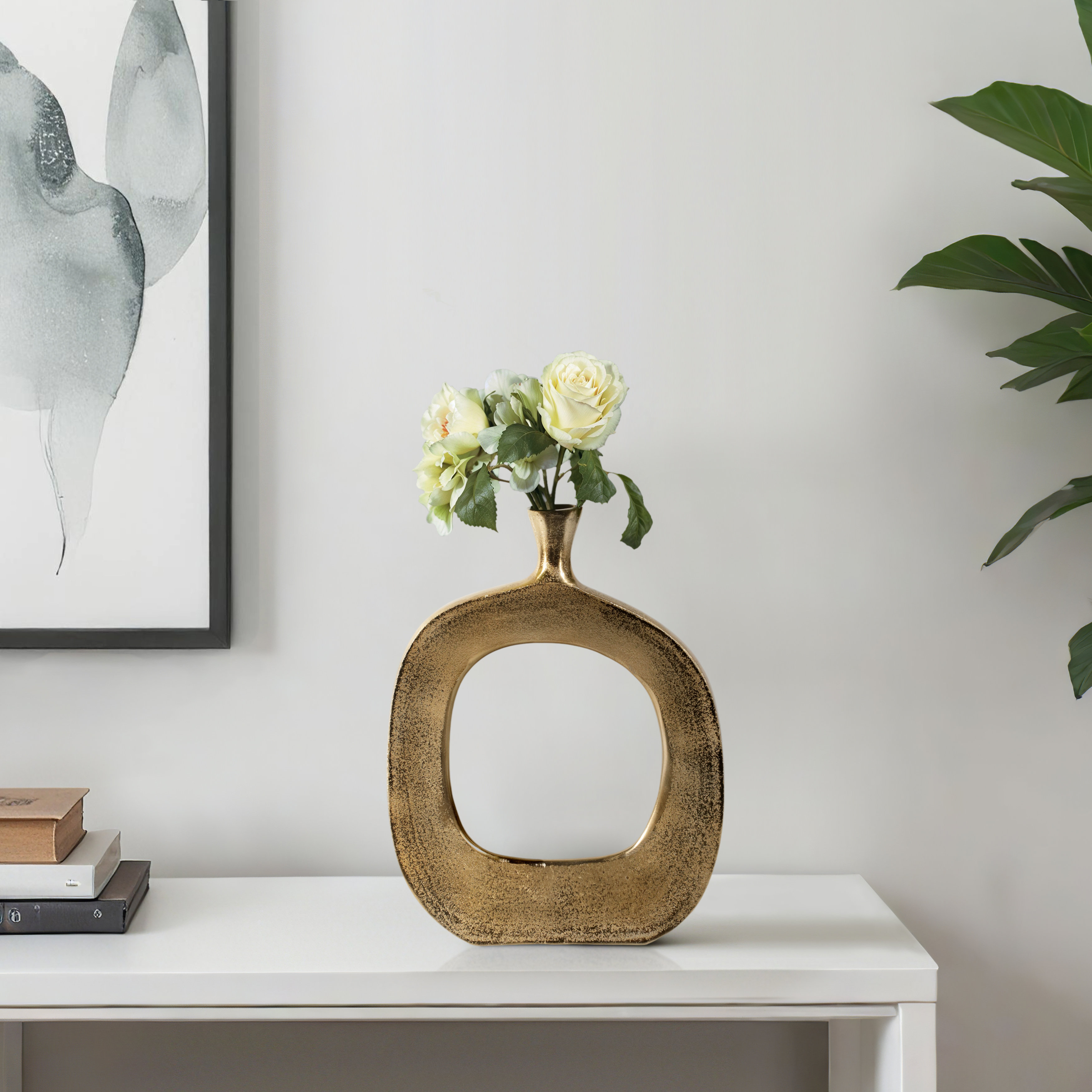 Mercer41 Modern Metal Aluminum Vase With Sculptural Open Frame Design ...