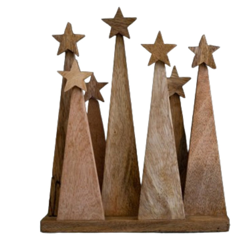 The Holiday Aisle® 7 Piece Wooden Christmas Trees on a Base | Wayfair