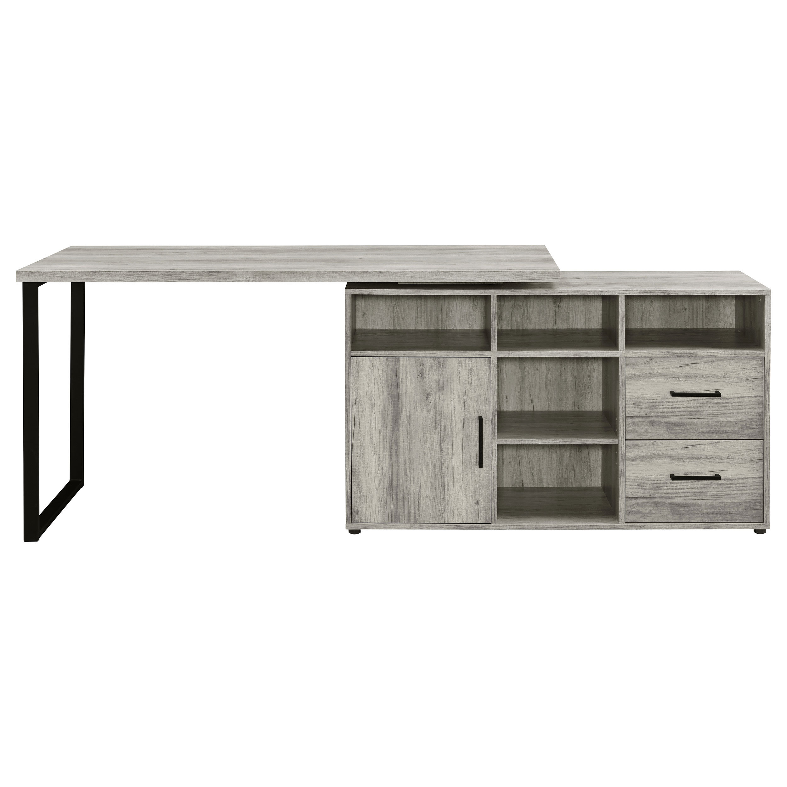 Gracie Oaks Quaylin L-Shape Office Desk With Storage Grey Driftwood ...