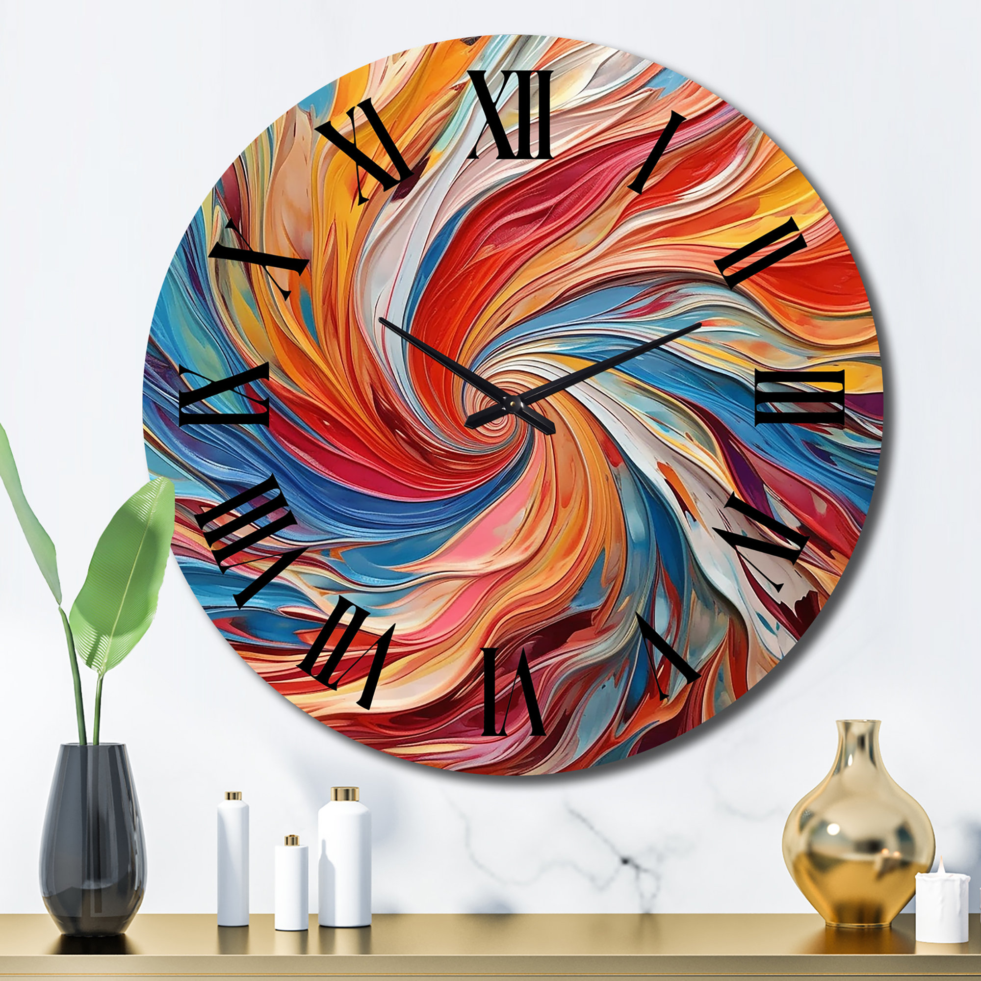 Ivy Bronx Spiral Symphony IV - Abstract Spirals Wall Clock | Wayfair