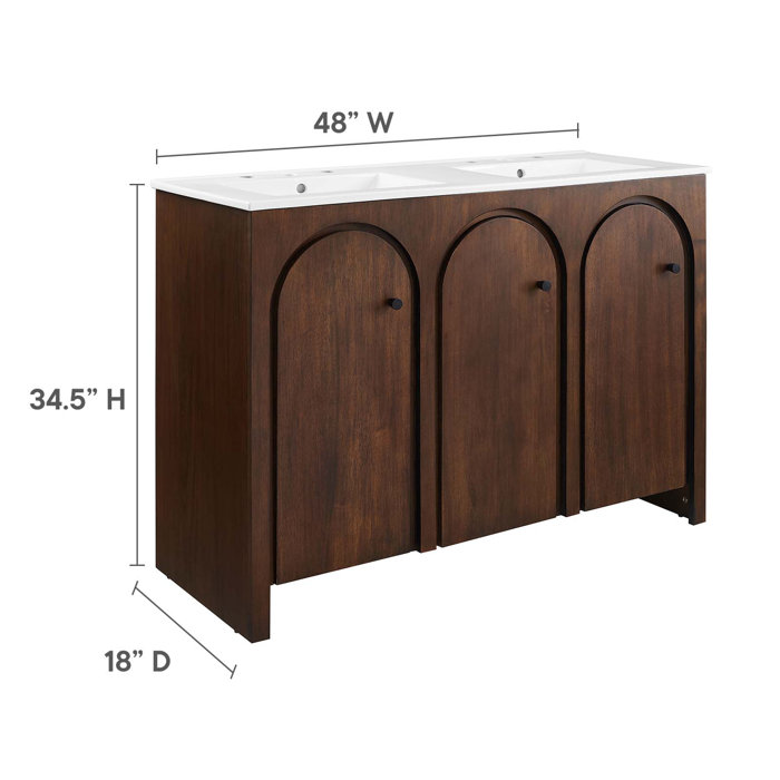 Modway Appia 48'' Double Bathroom Vanity with Ceramic Top | Wayfair