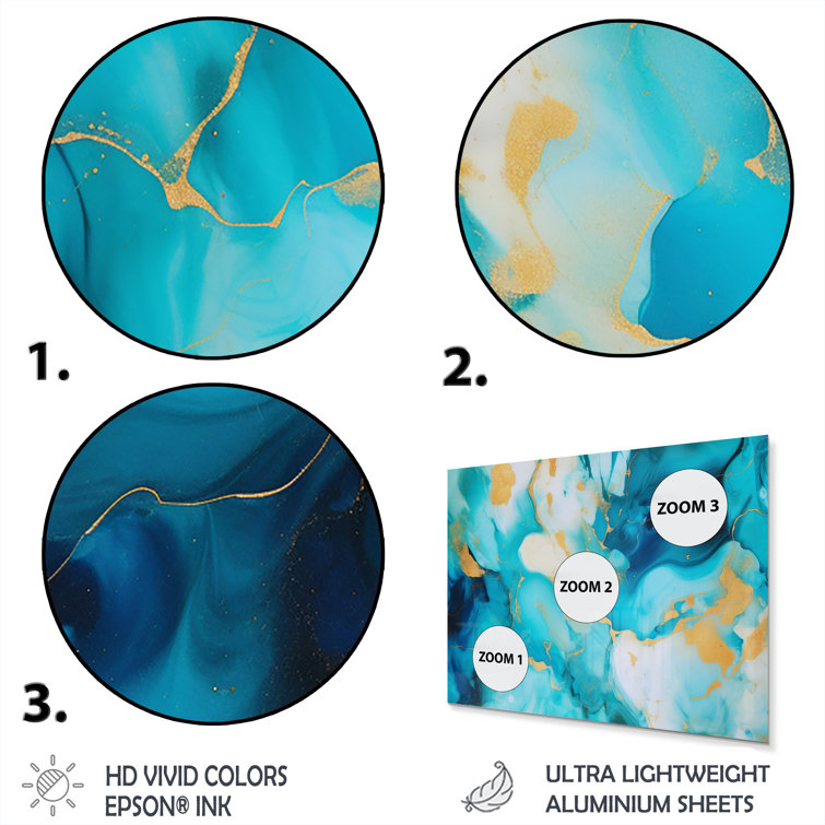 Mercer41 Turquoise Luxury Abstract Fluid Art II - Fractals Metal Wall ...