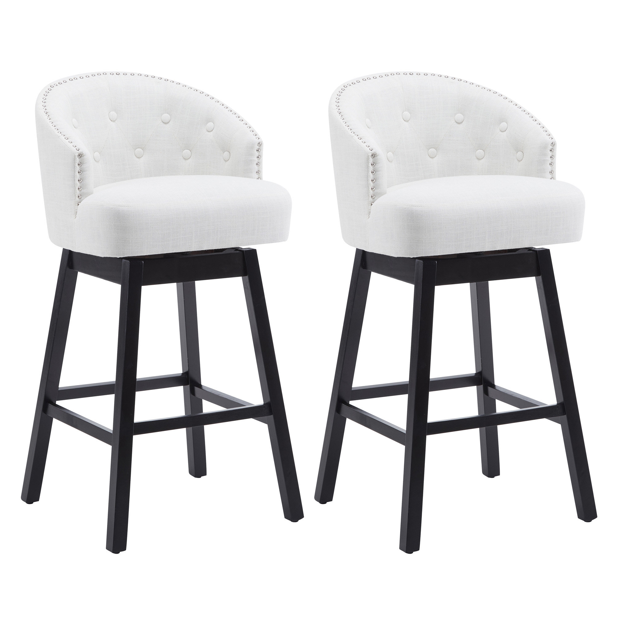 Corrigan Studio® Stylish Swivel Counter Stools Set Of 2, Upholstered ...