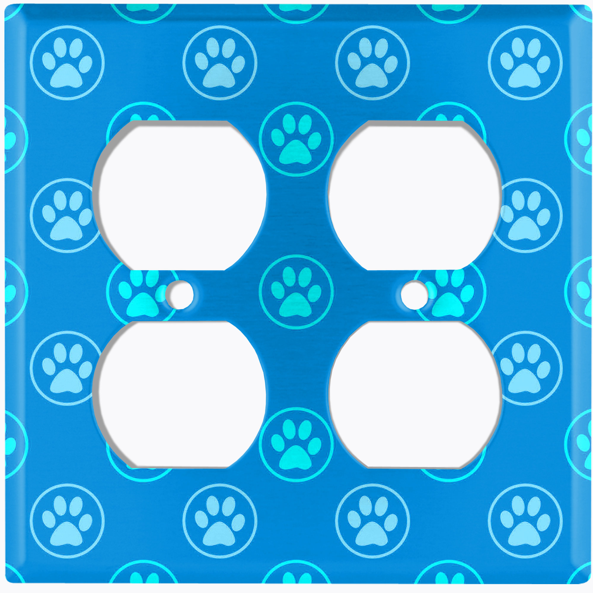 WorldAcc Teal Blue Paw Print Pattern 2-Gang Duplex Outlet Wall Plate ...