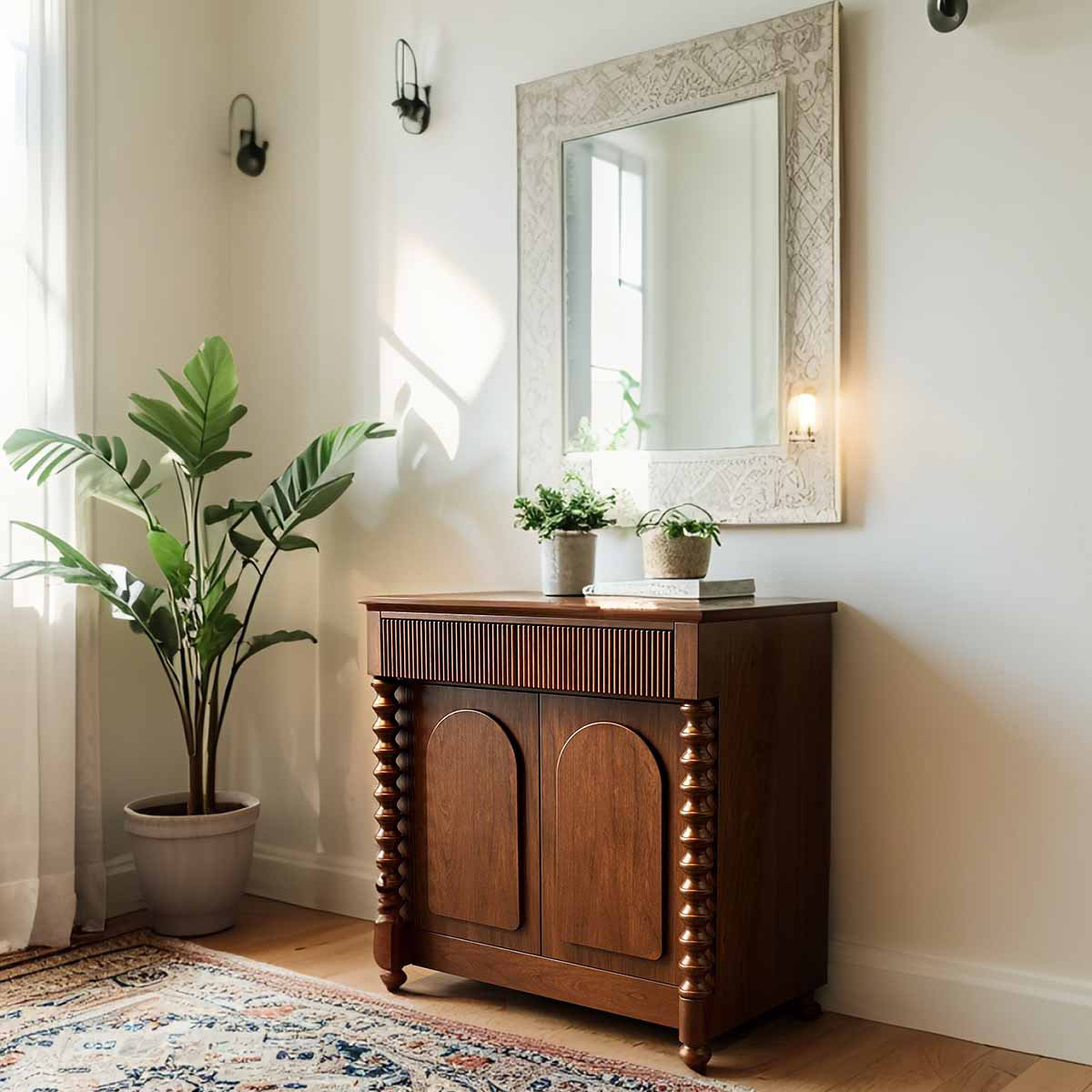 Organix Pattern Brown Solid Wood Roman Column Accent Cabinet - Wayfair ...