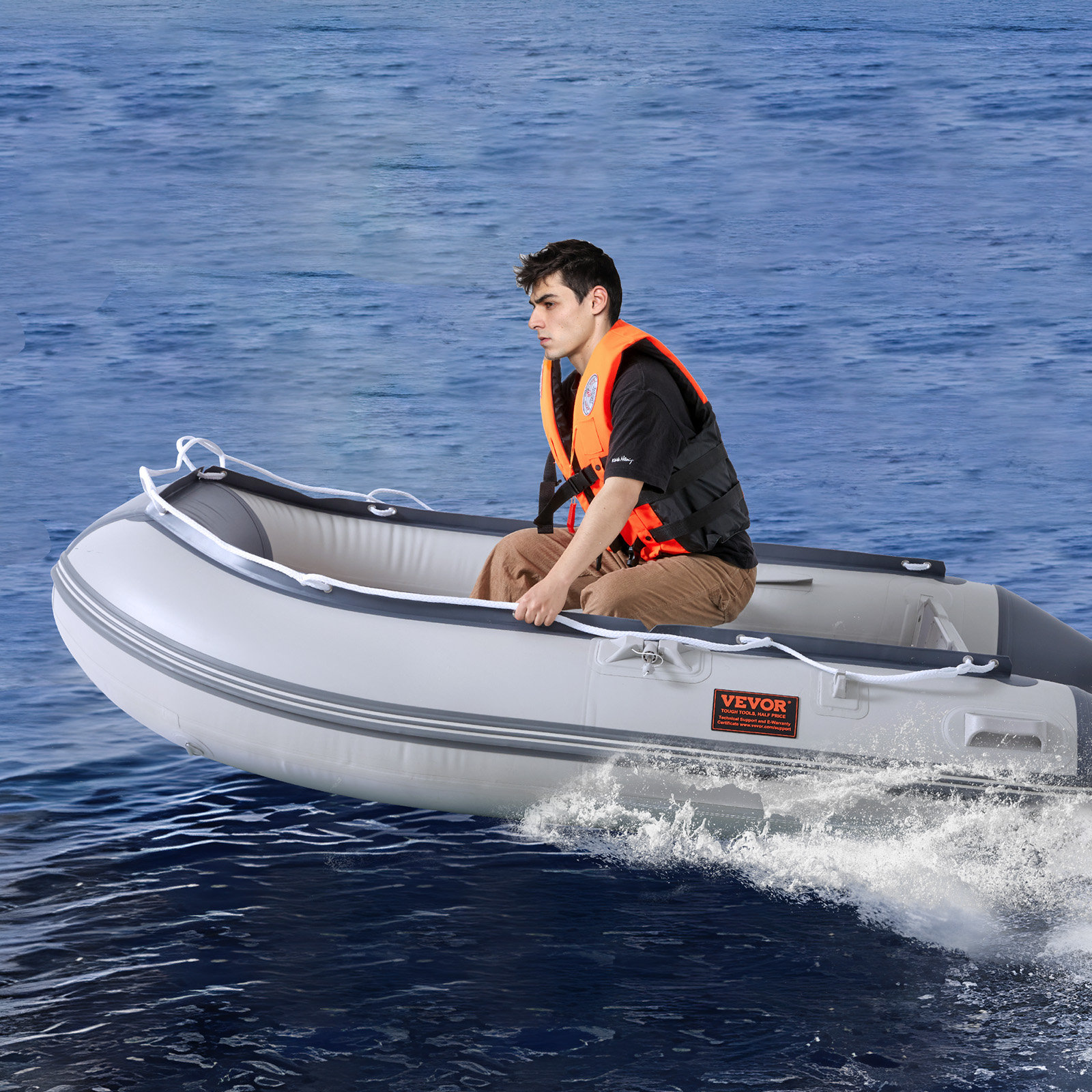 VEVOR Inflatable Dinghy Boat, 4-Person Transom Sport Tender Boat ...
