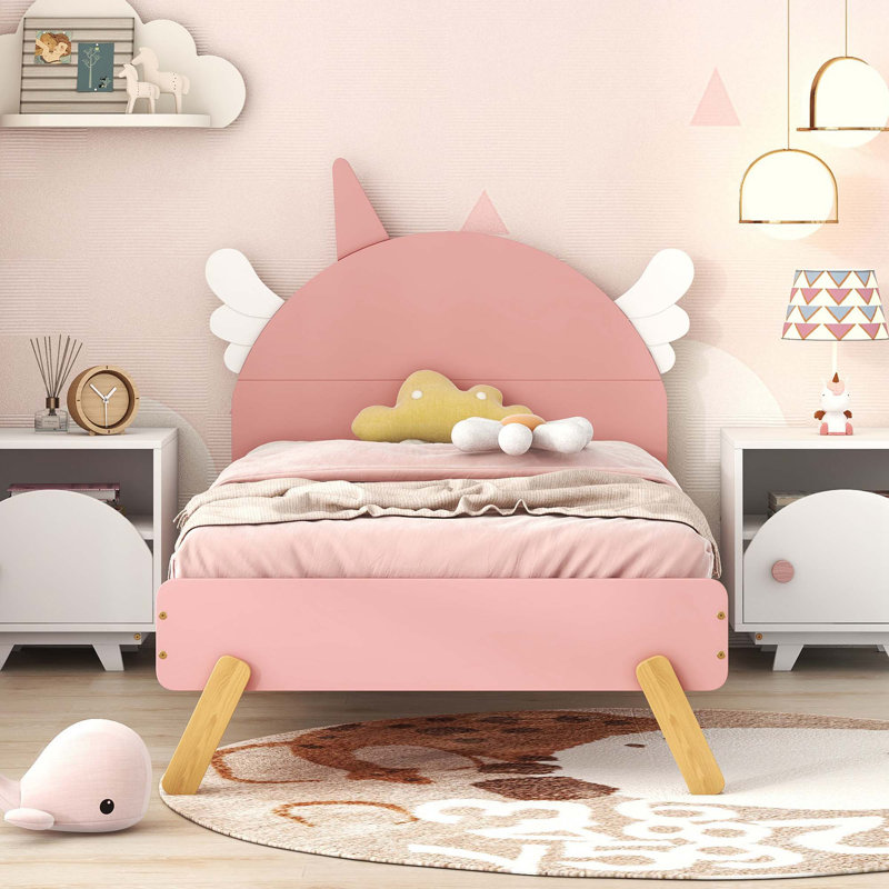 Isabelle & Max™ Adysson Wooden Cute Platform Bed With Curved Headboard ...