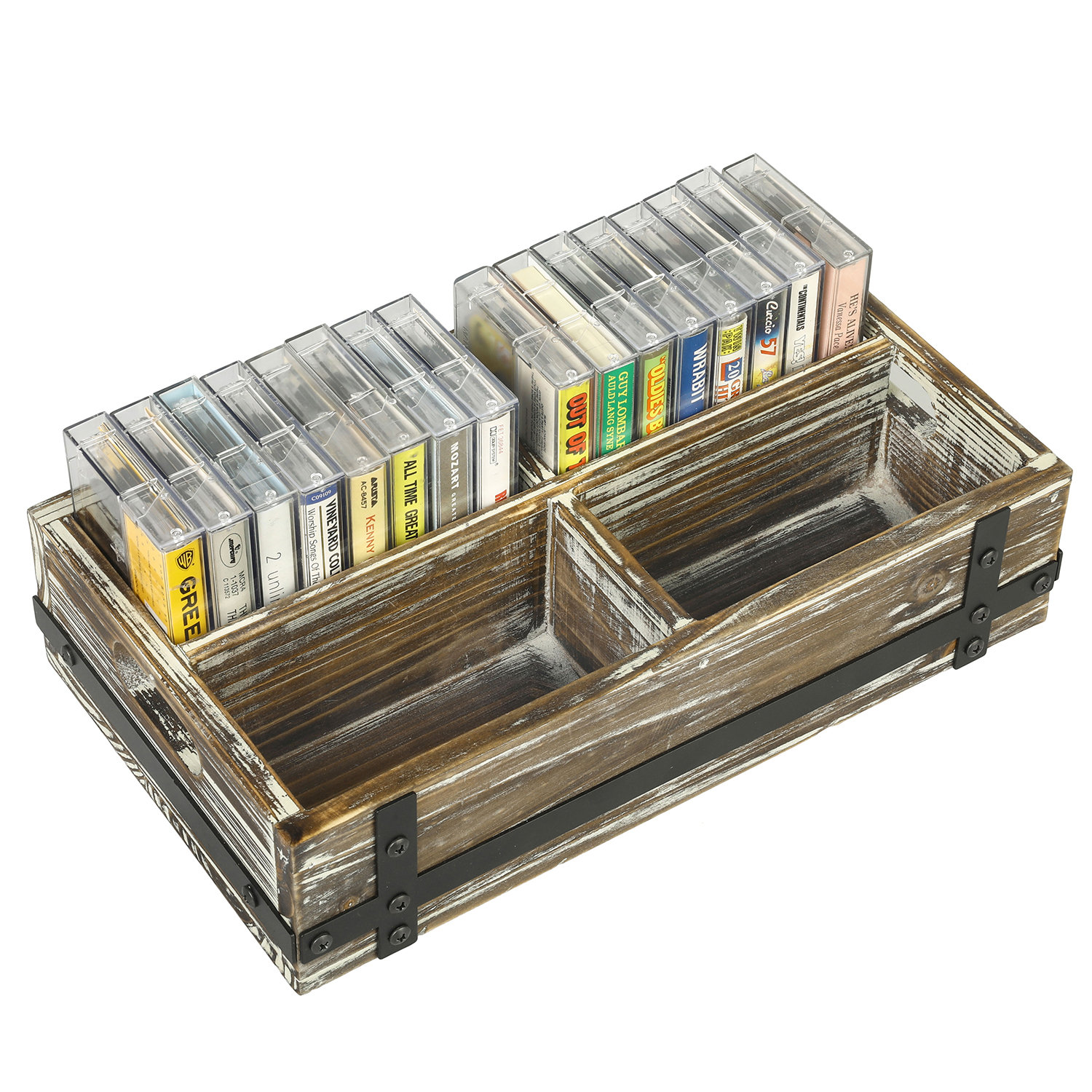 Gracie Oaks 4 Slot Cassette Tape Media Storage Wood Box | Wayfair