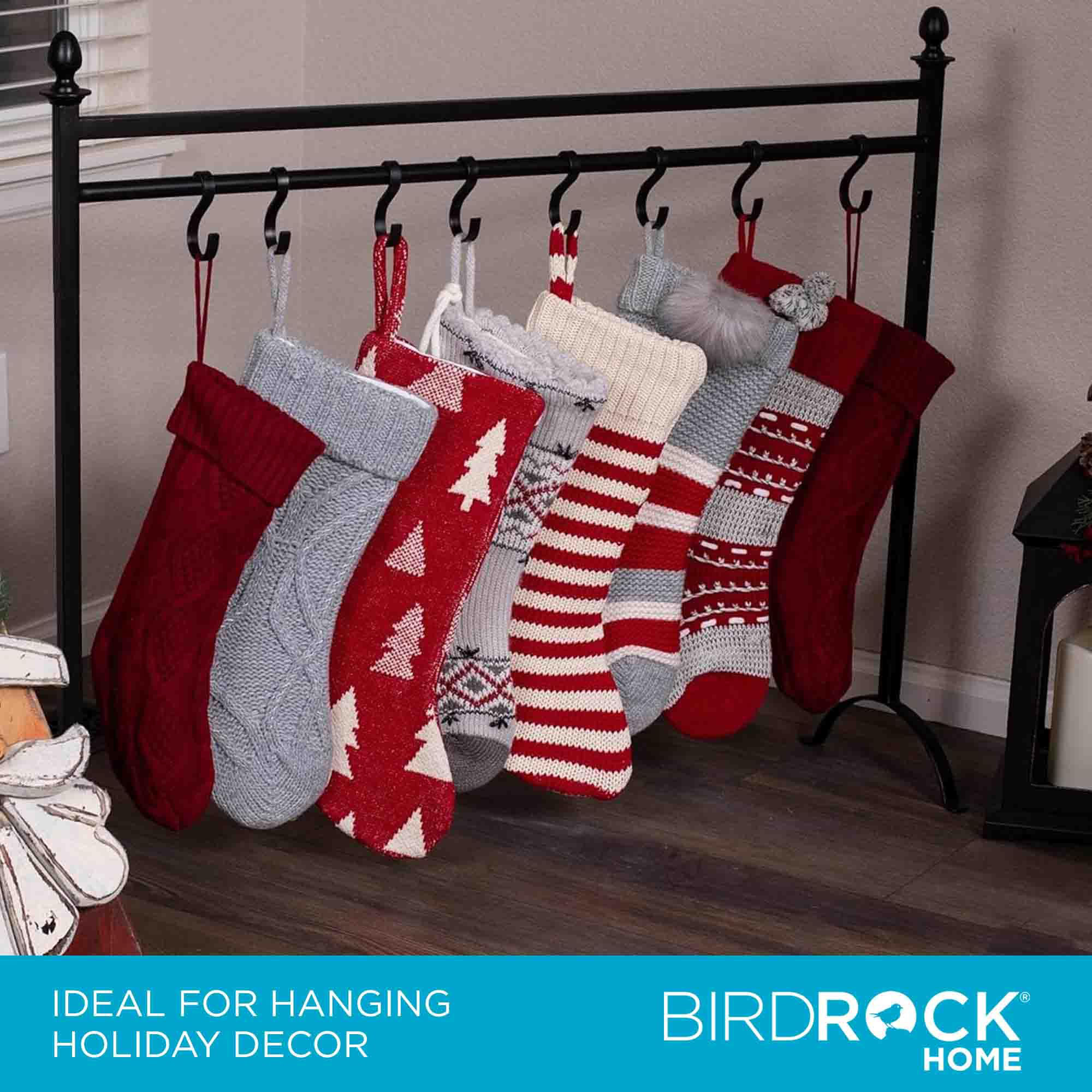 BIRDROCK HOME 8 Hook Deluxe Christmas Stocking Holder Stand - Heavy ...