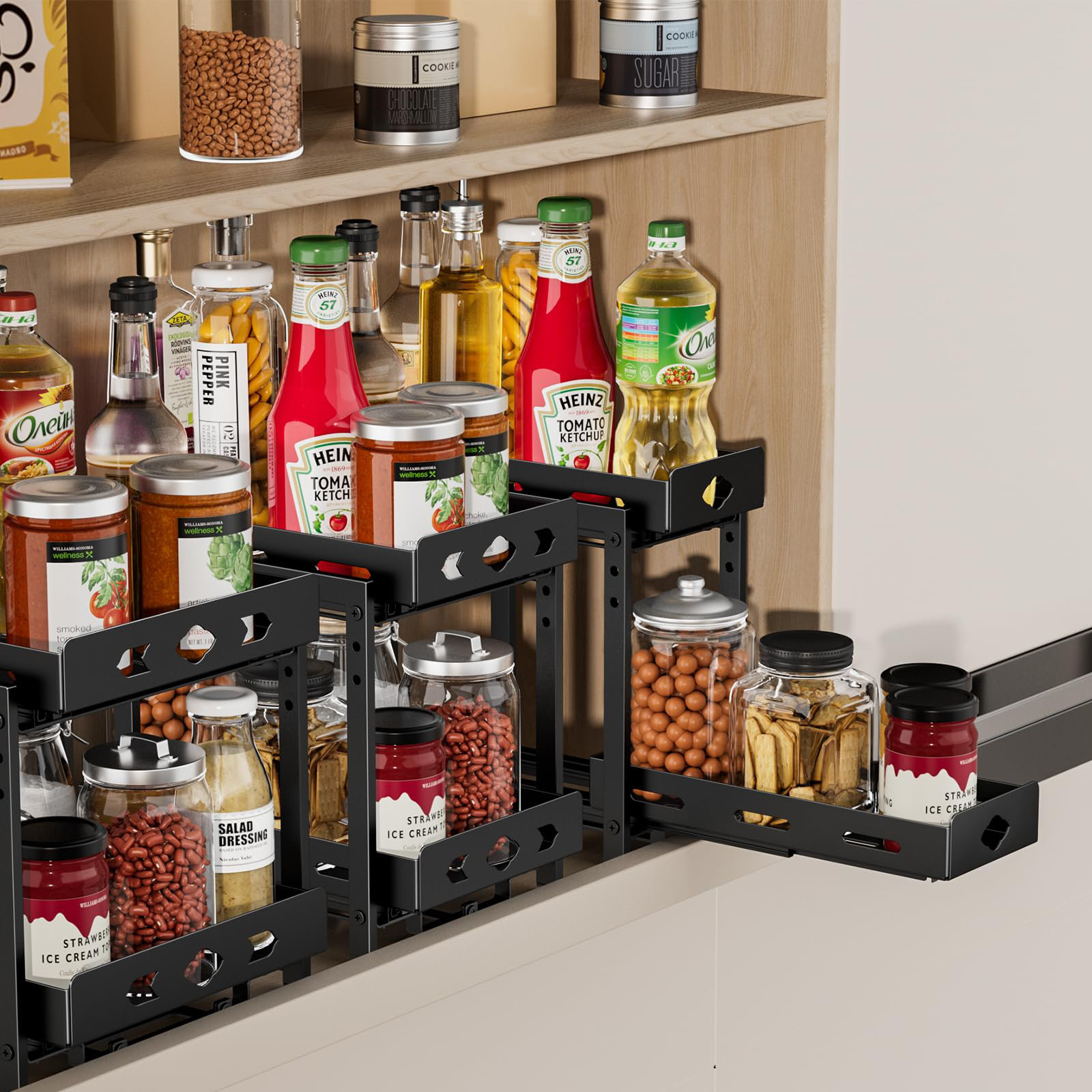 Mint Pantry® Pull Out Spice Rack Organizer For Cabinet - 2-Tier Height ...