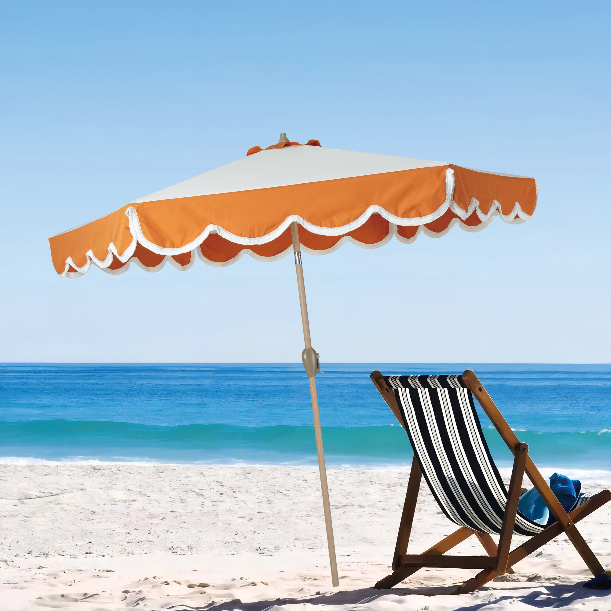 Arlmont & Co. Sohrob 108' Beach Pool Market Umbrella with Crank Lift ...