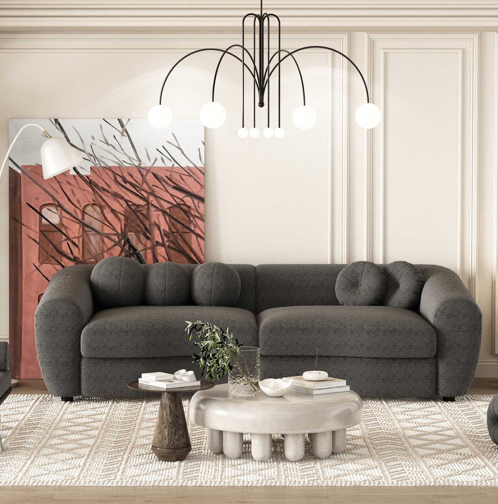 Ivy Bronx 87.7" Modern Curved Sofa, Back Upholstered Couch with 5 ...