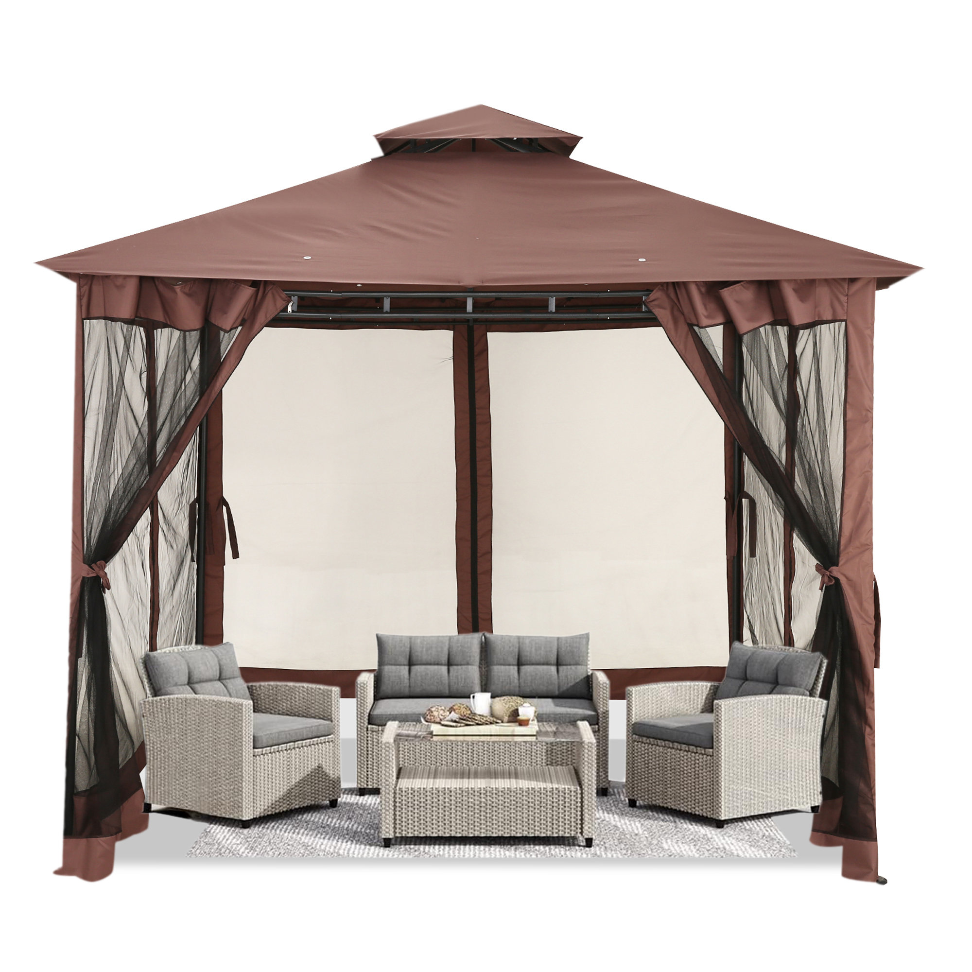 DreamDwell Home 10 pi. L 10 pi. D Pavillon de jardin en acier avec 4 ...