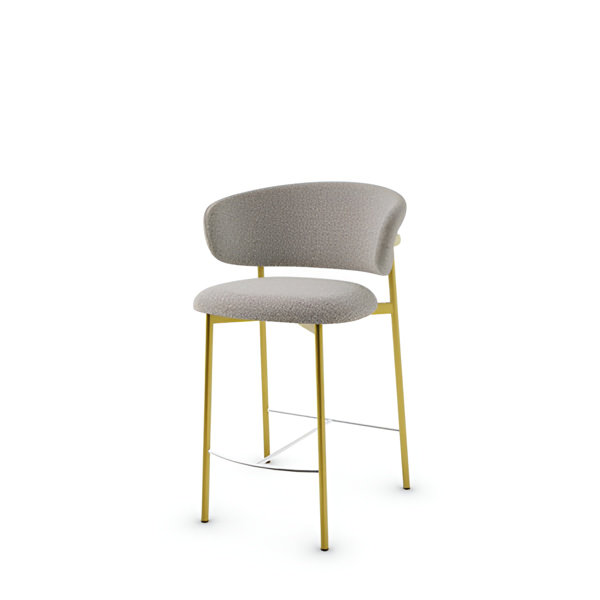 Calligaris Oleandro Upholstered Stool with Rounded Back and Metal Frame ...