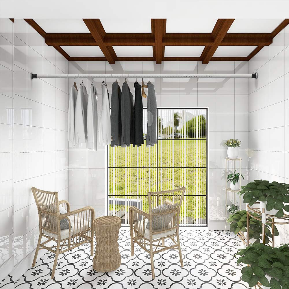 JJbaok Adjustable Tension Shower Curtain Rod No Drilling Rust-Proof ...