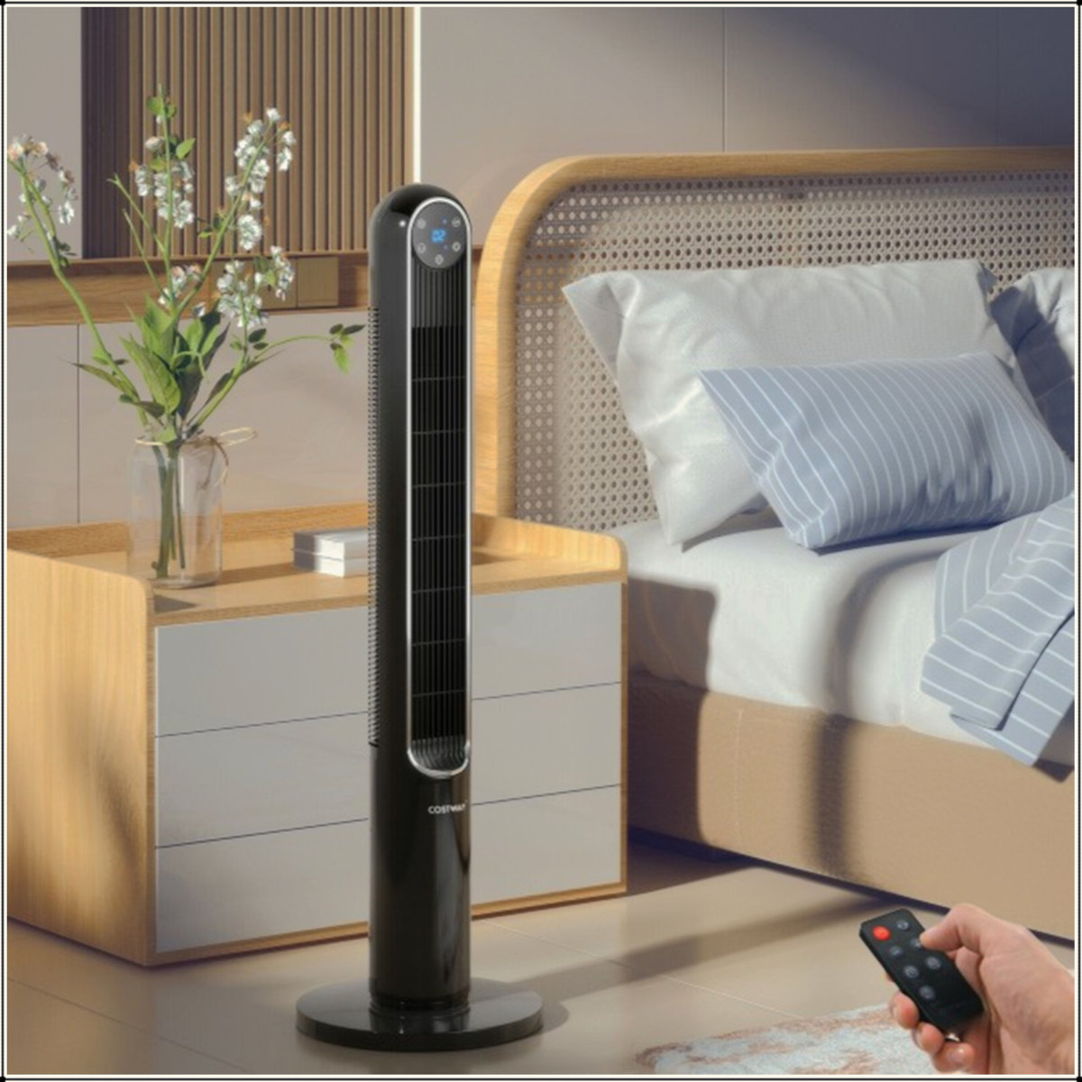 ZHONGSHANJUFU 80 Degree Tower Fan With Smart Display Panel And Remote ...