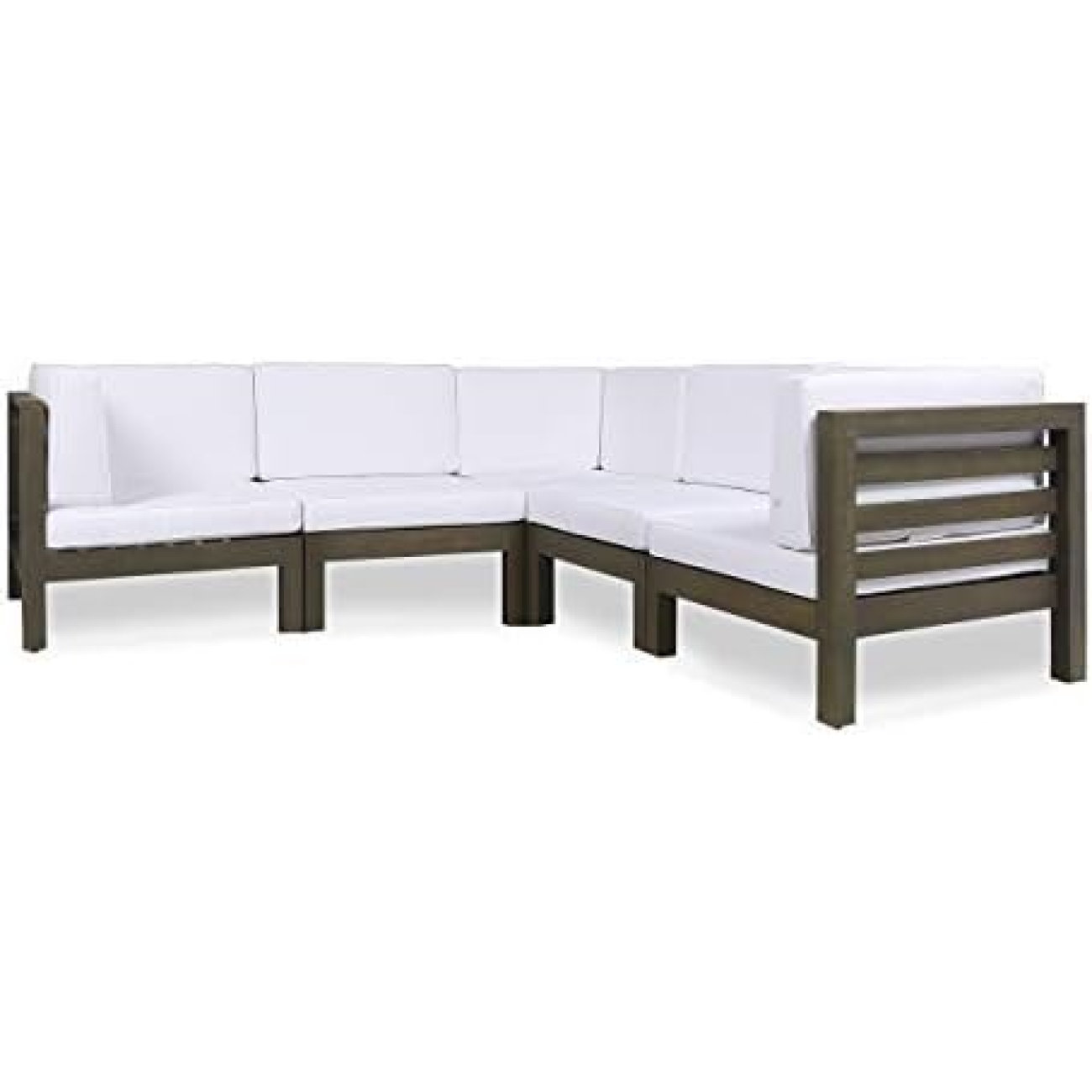 Latitude Run® Oana -5-Piece V Shape Sofa Set, White, L Shape Outdoor ...