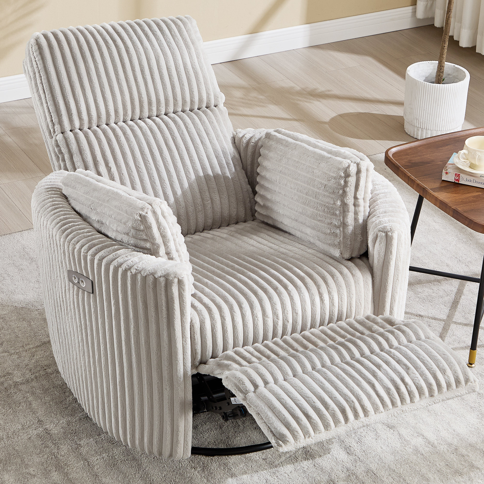 Mercer41 Elegant Swivel Rocker Power Recliner With Customizable ...