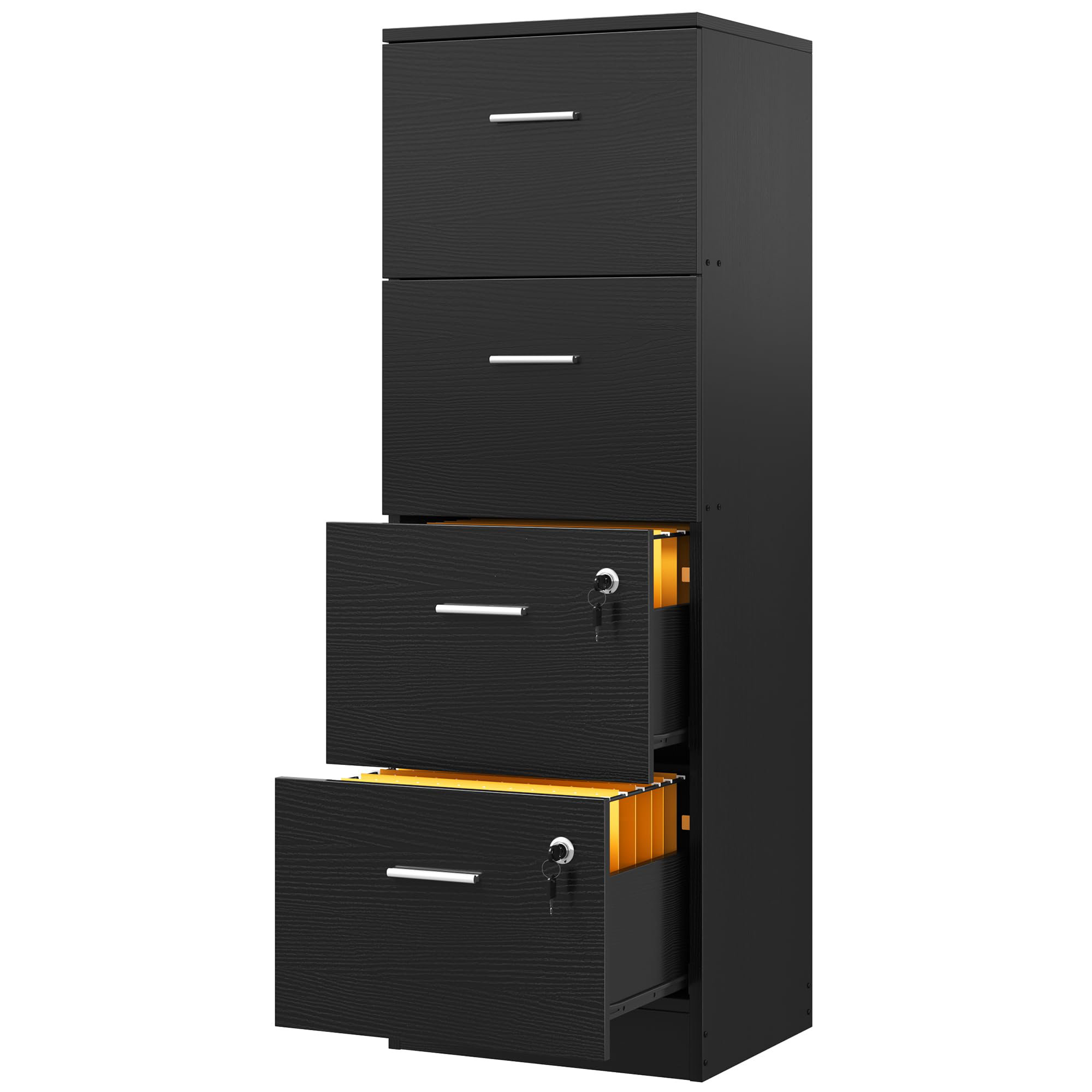 Hokku Designs 4-Drawer Filing Cabinet With Lock, Letter/A4 File Storage ...