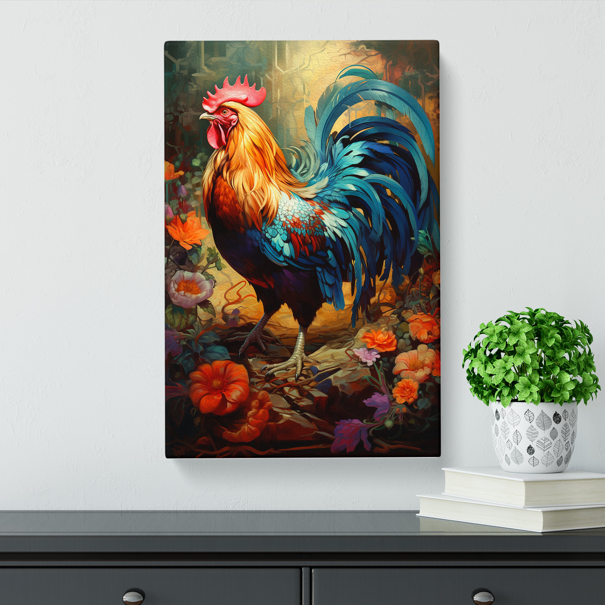 Marlow Home Co. Rooster Tachisme - No Frame Art Prints | Wayfair.co.uk