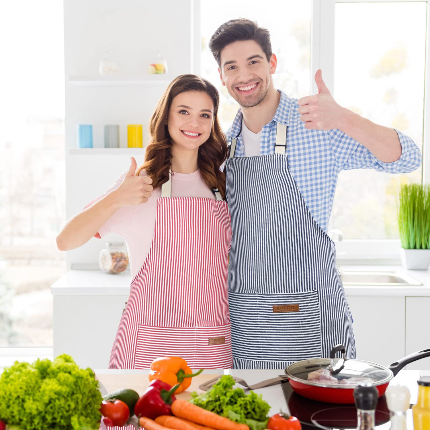 Prep & Savour 12 Pcs Cotton Aprons With Pockets Soft Adjustable Bib ...