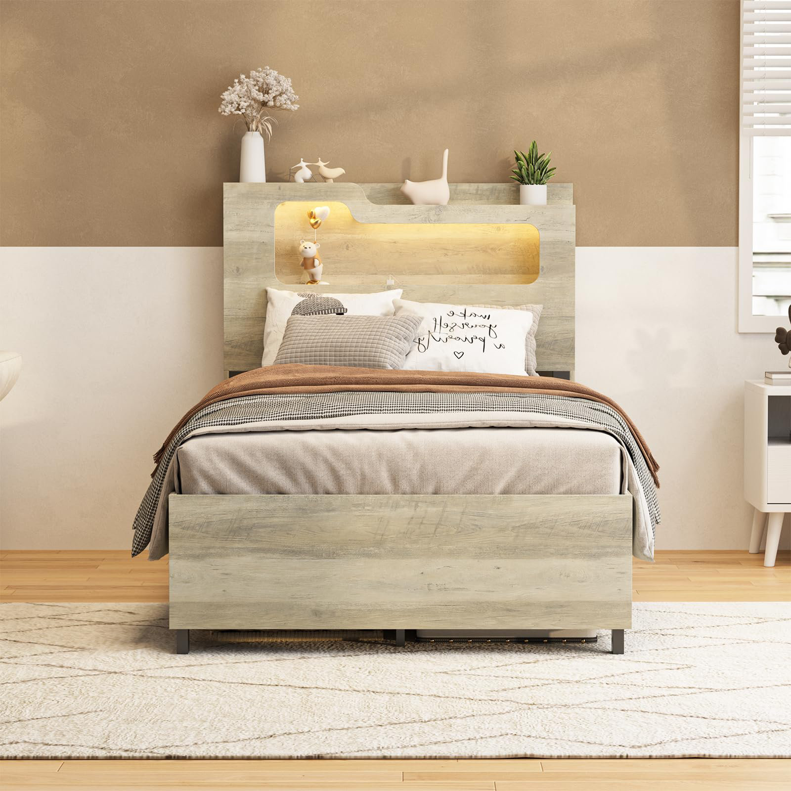 17 Stories Jonko Metal Slat Storage Bed | Wayfair
