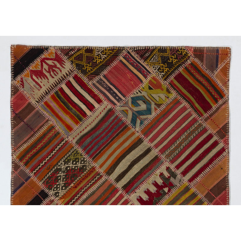 Bungalow Rose 4x6 Ft Vintage Handmade Turkish Patchwork Kilim Rug (flat ...