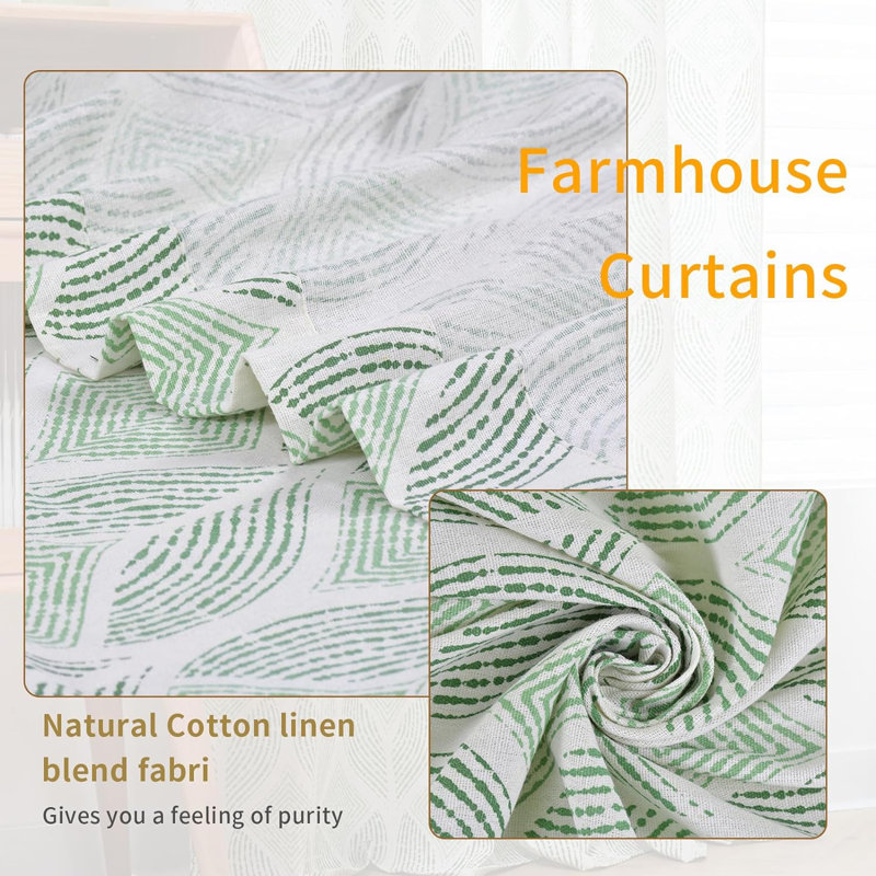 Lark Manor™ 84 Inch Length Geometric Leaf Pattern Curtains | Wayfair