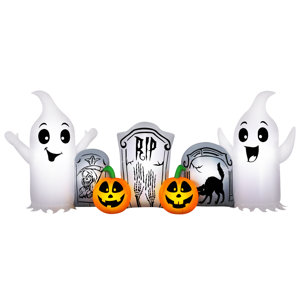 The Holiday Aisle® 7 Piece Outdoor Halloween Decoration Inflatable Set ...