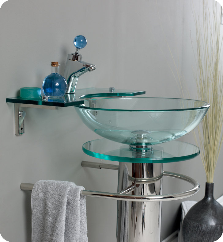 Fresca Vetro 20.75'' Single Bathroom Vanity with Glass Top | Wayfair