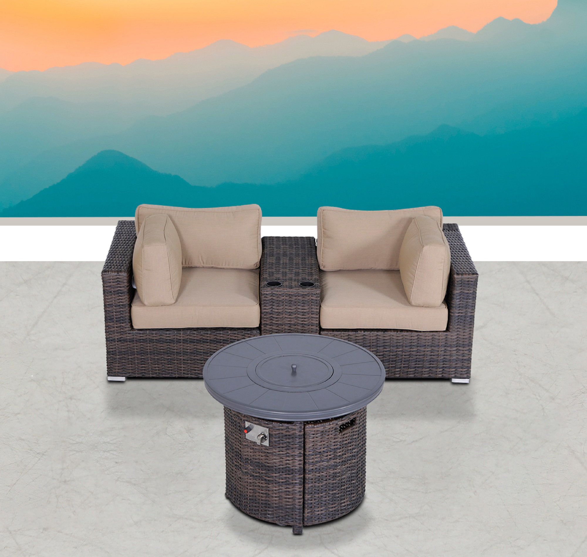 Wade Logan Alieyah Fully Assembled Rattan Sectional Seating Group with Sunbrella Cushions ...
