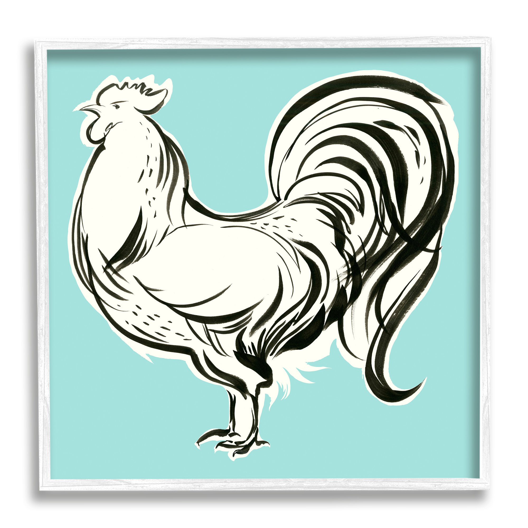 Stupell Industries Modern Rooster Framed On Wood by Laura Marr Graphic ...