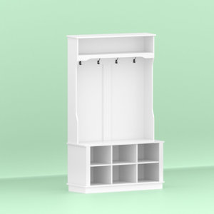 Red Barrel Studio® Hall Tree 39.8'' Wide with Bench and Shoe Storage ...