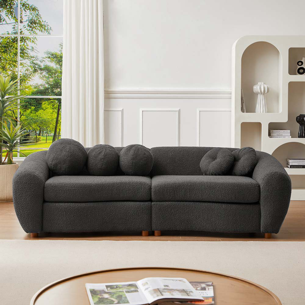 Latitude Run® 87.7" Modern Curved Sofa, Back Upholstered Couch with 5 ...