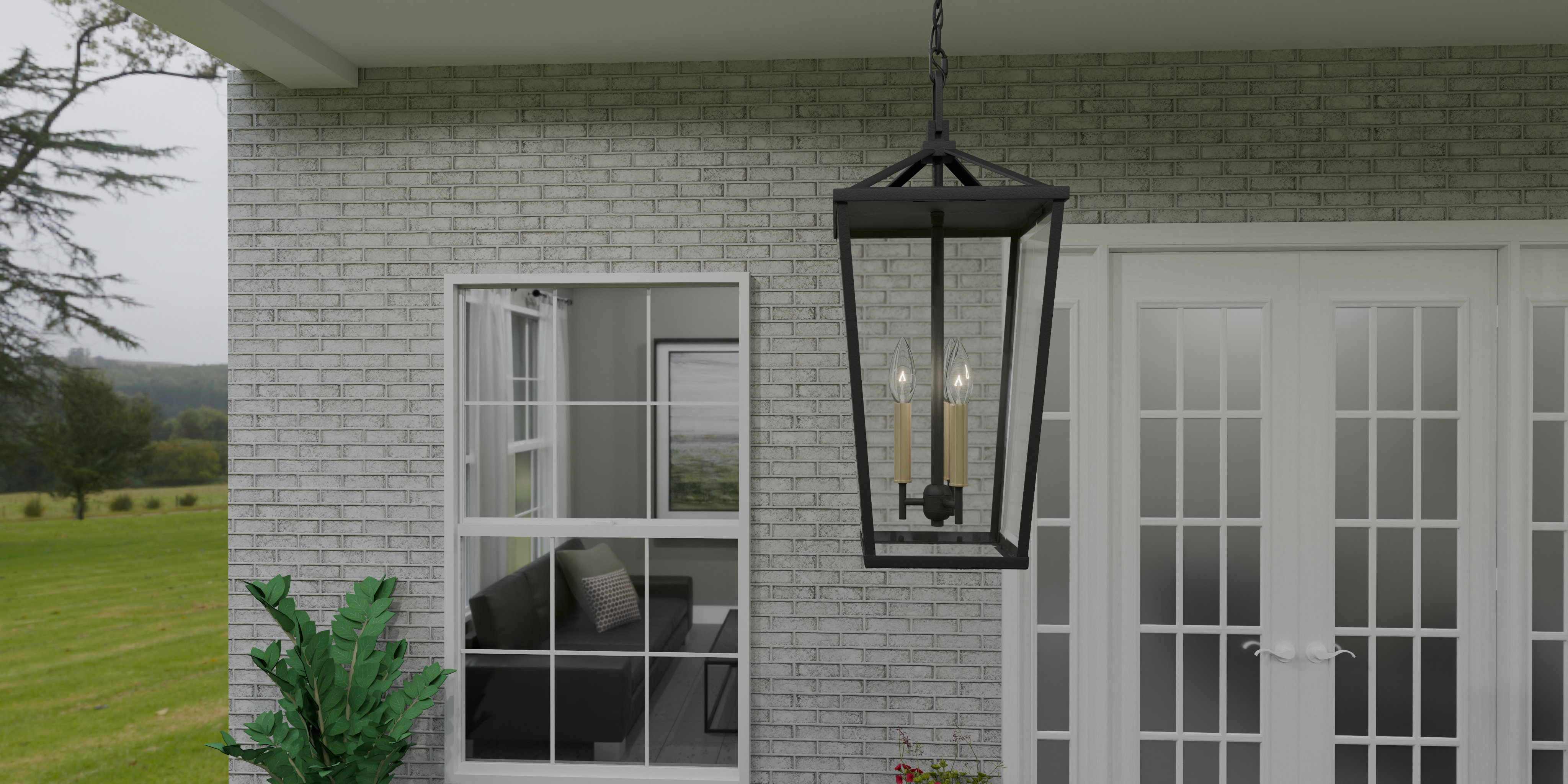 Gracie Oaks Robil 3-Light Matte Black Outdoor Hanging Lantern | Wayfair