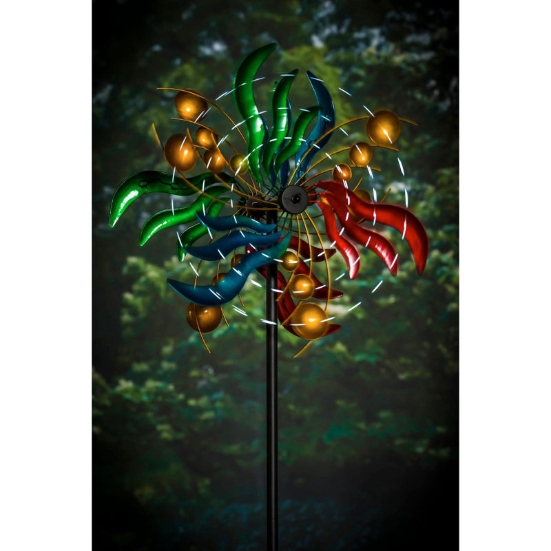 Arlmont & Co. Procter 84" Wind Powered Lighted Wind Spinner | Wayfair