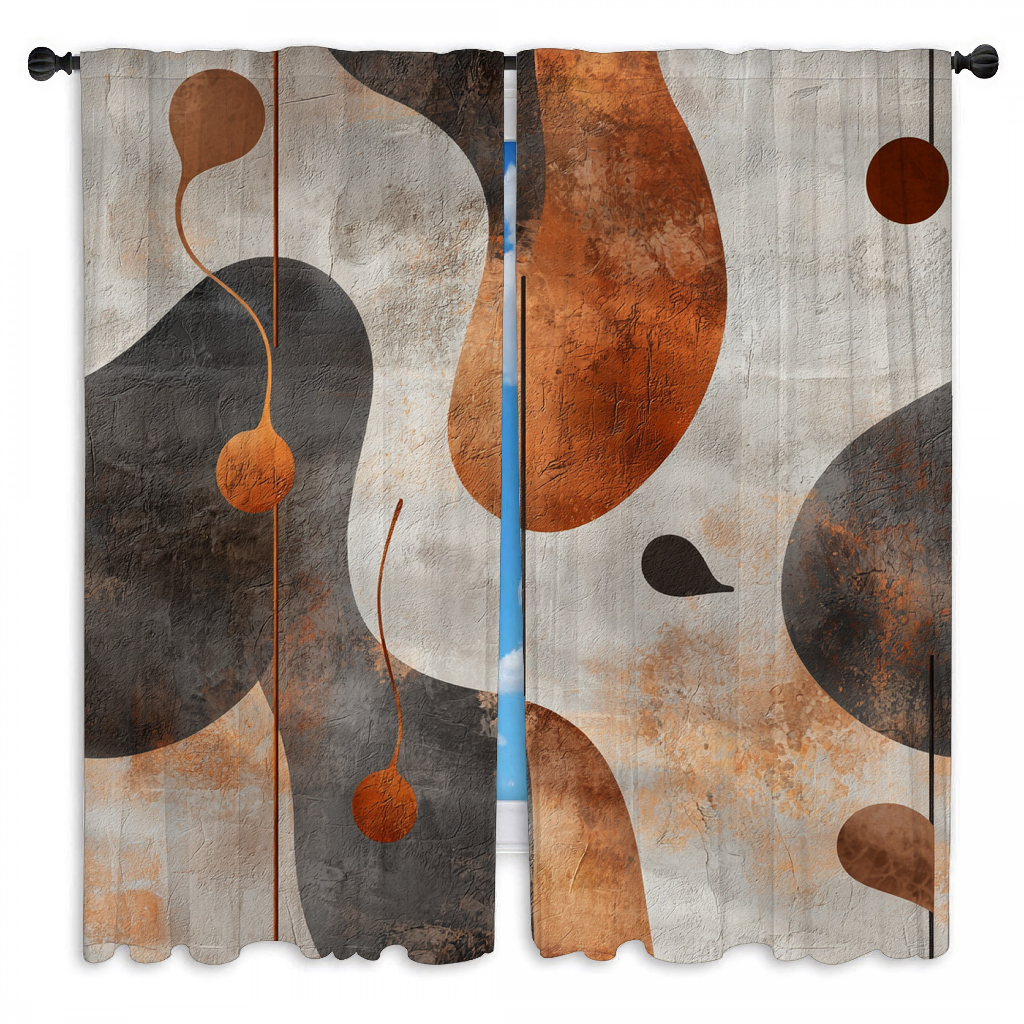 Dakota Fields Organic Lines Window Curtains Abstract Eclectic Drapes ...