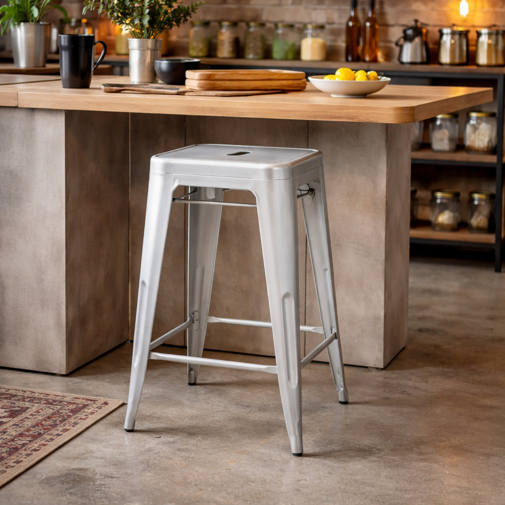 Wrought Studio™ Metal Stool | Silver | Accent Seating | 12x12.5x21 ...