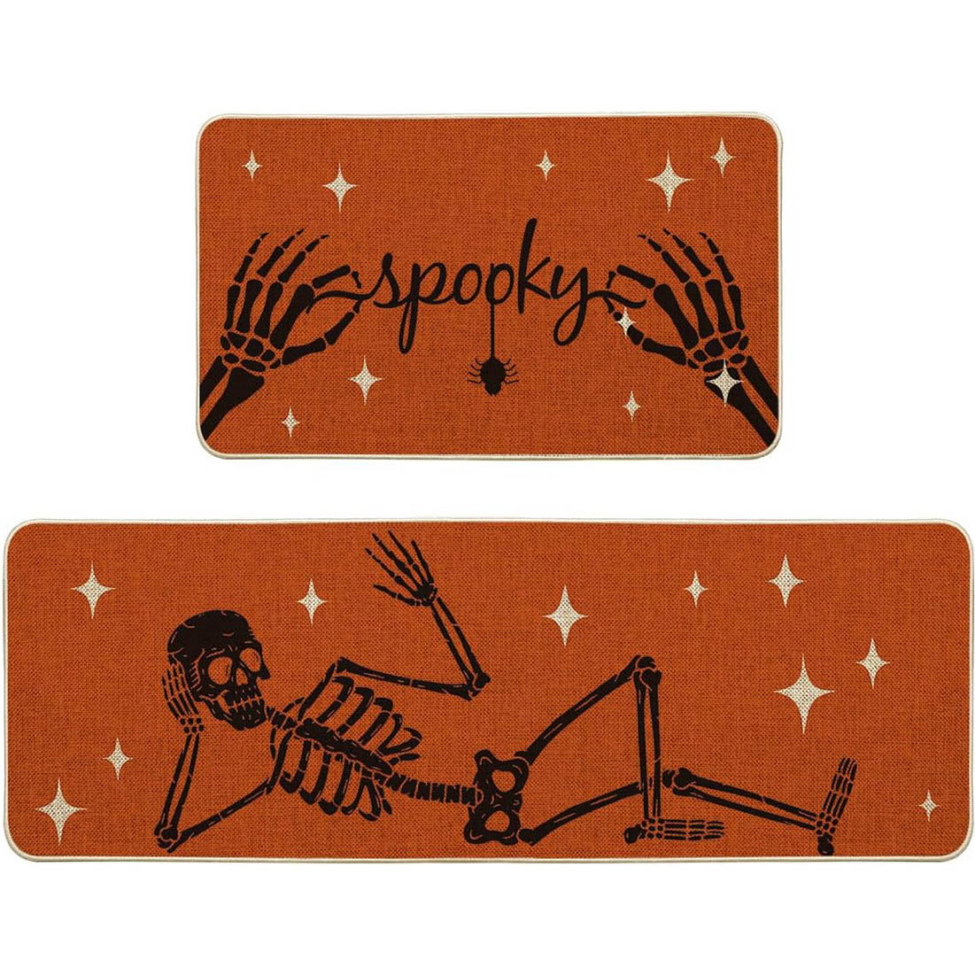 Ophelia & Co. Spooky Skeleton Spider Bone Orange Halloween Kitchen Mats ...