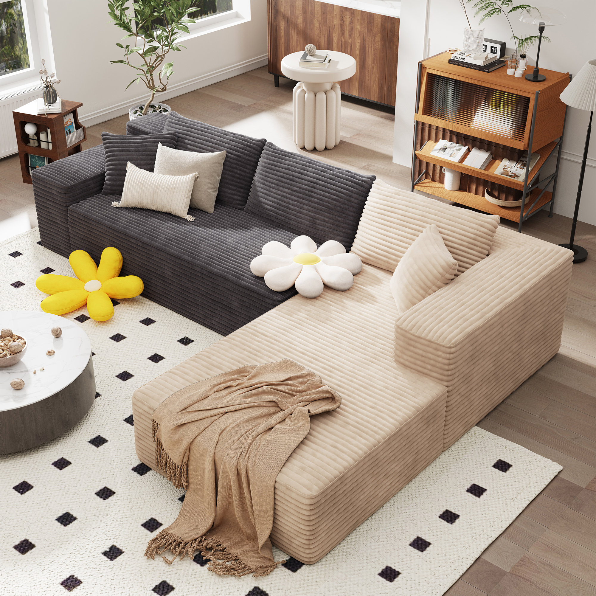 Mercer41 104" Modular Cloud Sectional Couch, No-assembly L-shaped Sofa ...