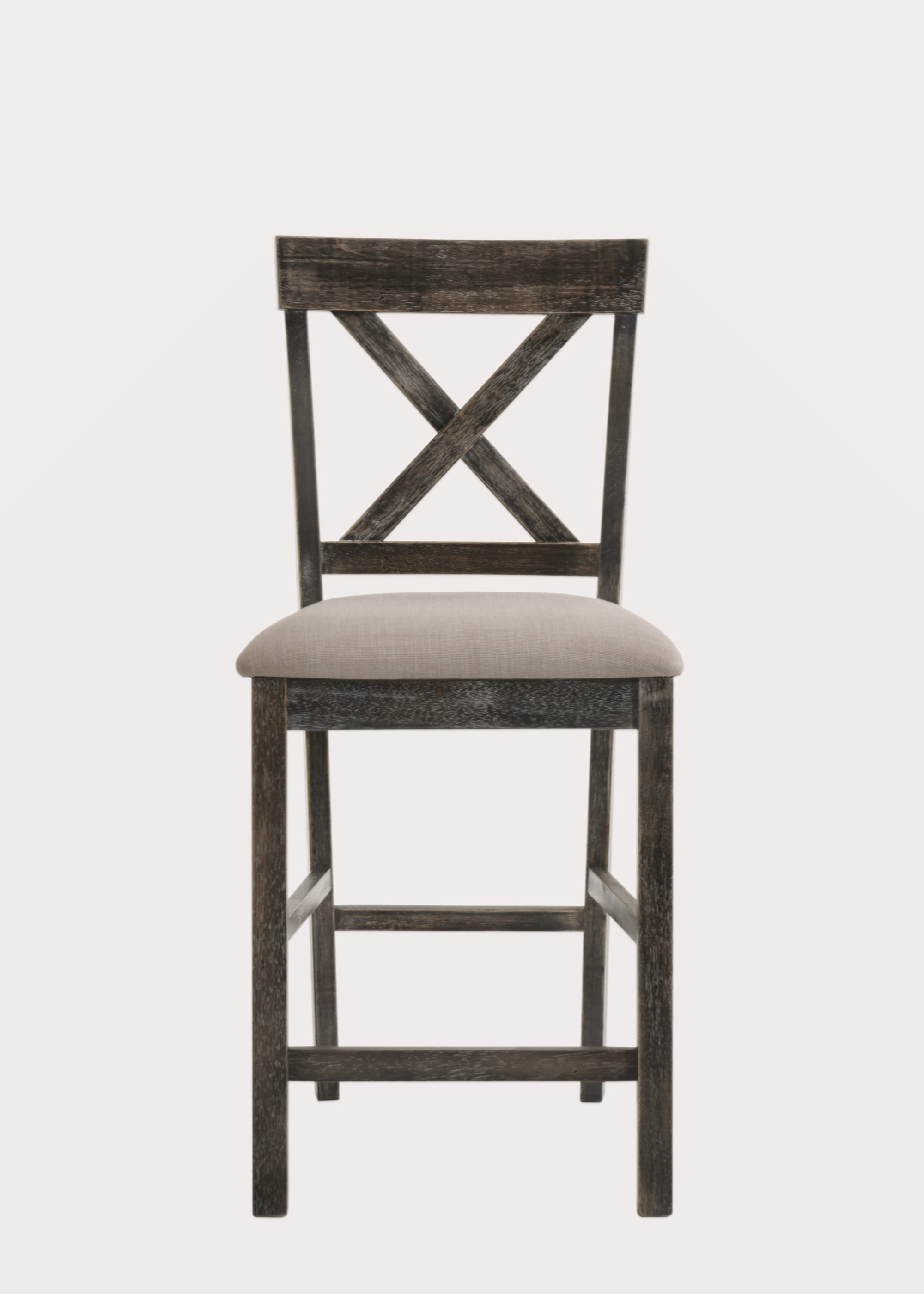 Rosalind Wheeler Martha II Tan Linen & Weathered Gray Finish Counter ...