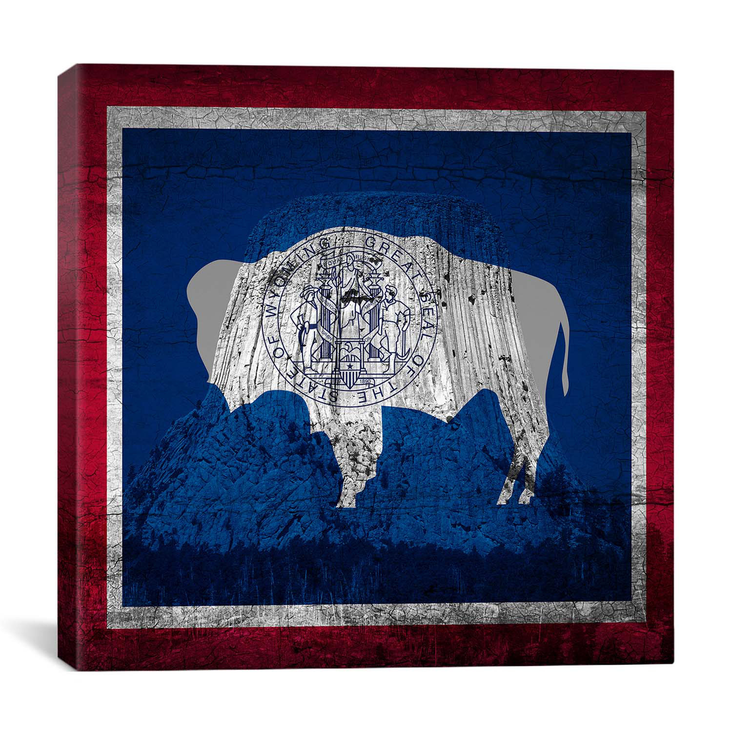 iCanvas Wyoming Flag, Devil's Tower National Monument Cancas Print ...