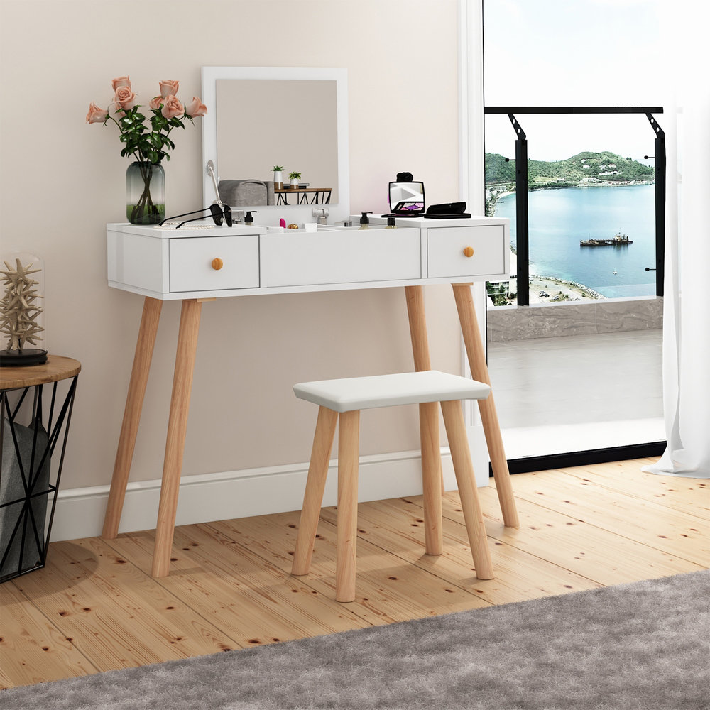 Hykkon Sven Dressing Table Set with Mirror & Reviews | Wayfair.co.uk