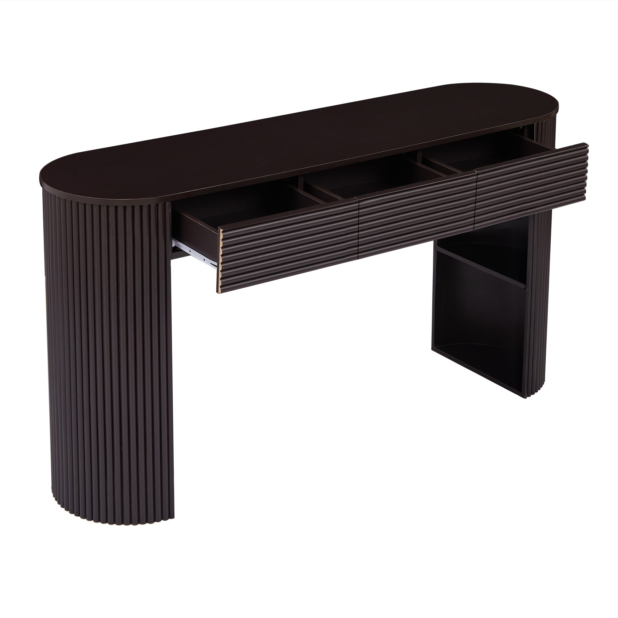 George Oliver Retro Console Sofa Table With 3 Drawers, 1 Table-Leg ...