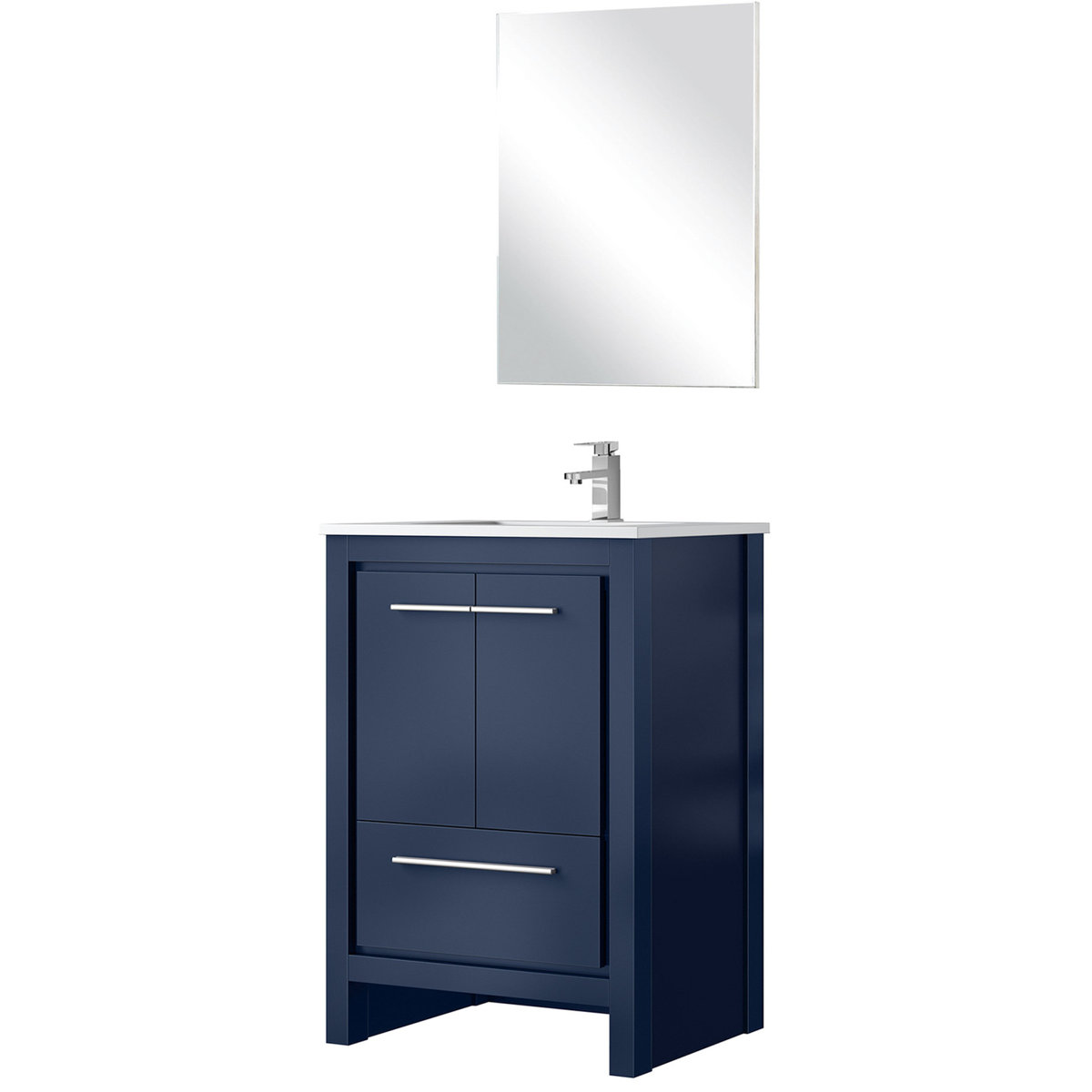 Hokku Designs 24 In. W X 20 D Navy Blue Bathroom Sink Vanity With White ...