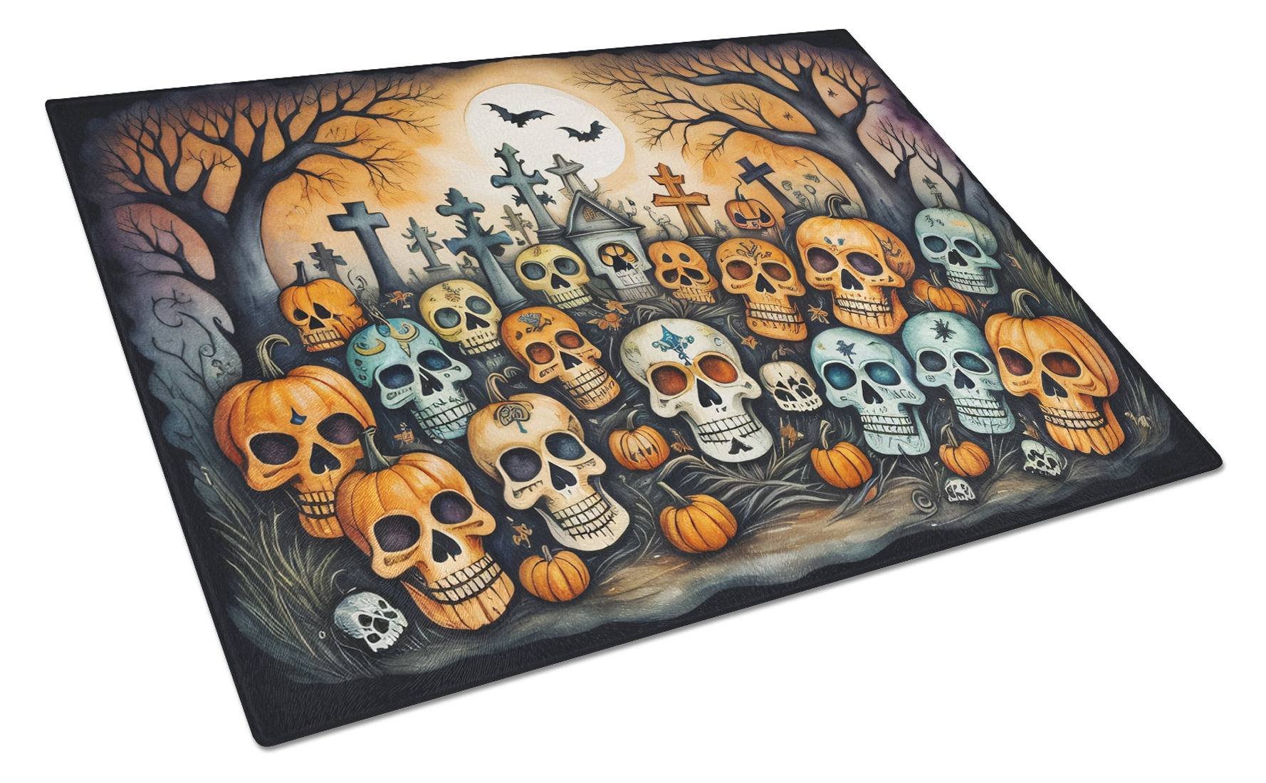 Caroline's Treasures Calaveras Sugar Skulls Spooky Halloween Glass ...